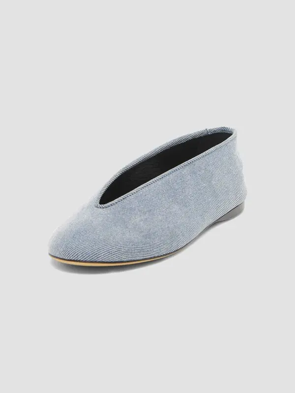 Moschino Corsage Denim Ballet Flats - Light Blue