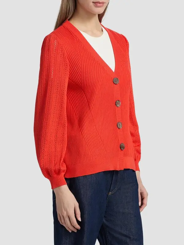 Misook Pointelle-knit Cardigan