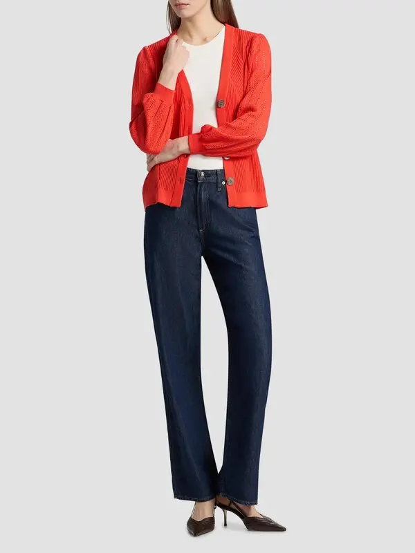 Misook Pointelle-knit Cardigan