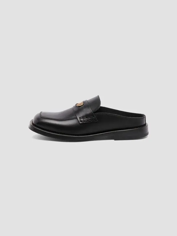 Moschino Leather Open Back Penny Loafers - Black