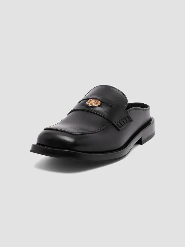 Moschino Leather Open Back Penny Loafers