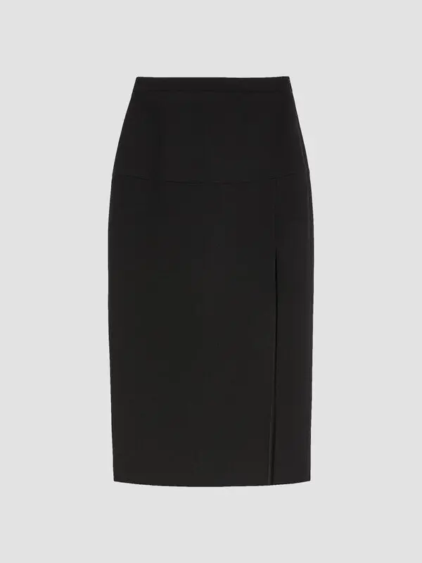 Valentino Garavani Wool Crepe Midi Skirt - Black