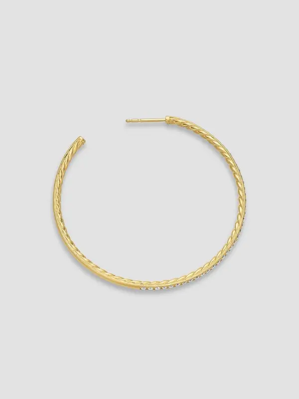 David Yurman Pavé Hoop Earrings In 18k Yellow Gold
