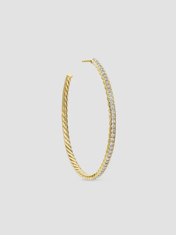 David Yurman Pavé Hoop Earrings In 18k Yellow Gold