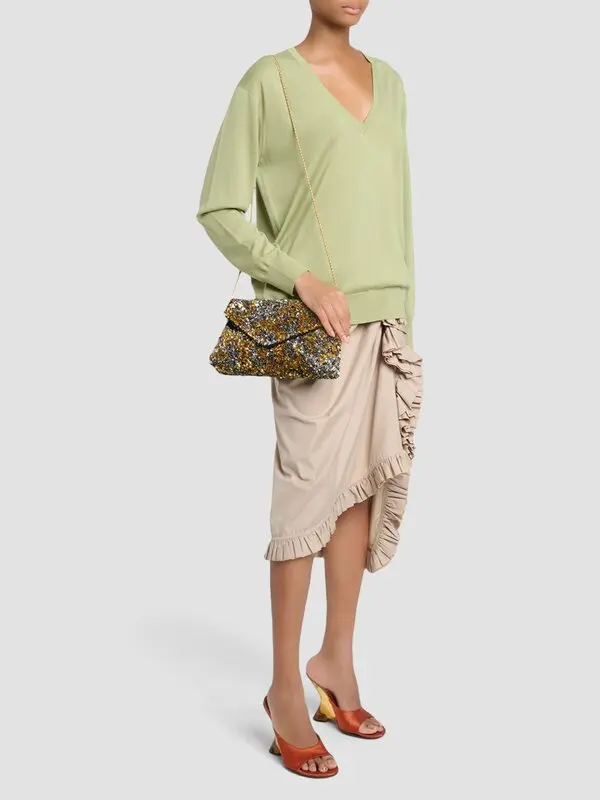 Dries Van Noten Medium Sequined Envelope Clutch