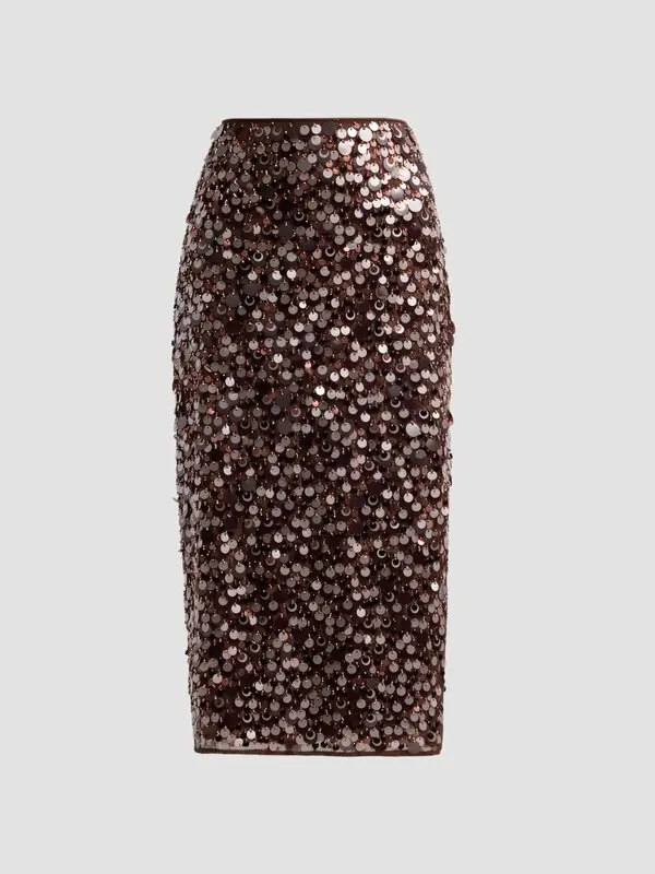 MILLY Roxanne Paillette Midi Skirt