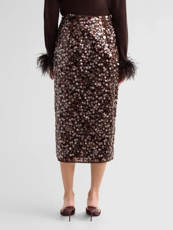 MILLY Roxanne Paillette Midi Skirt