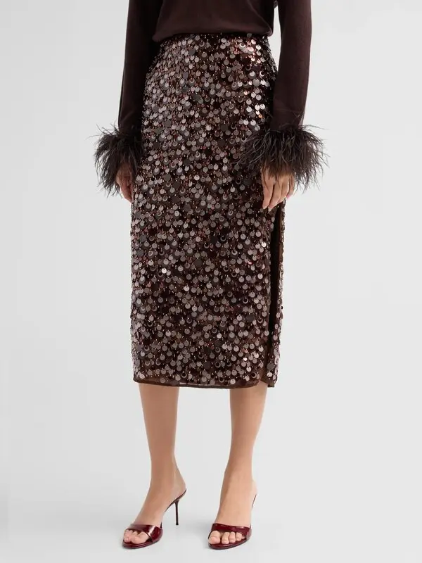 MILLY Roxanne Paillette Midi Skirt