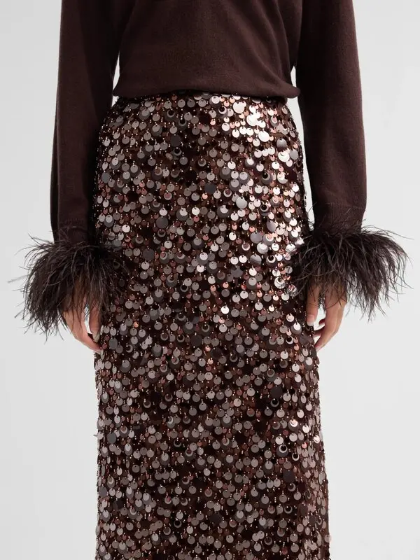 MILLY Roxanne Paillette Midi Skirt