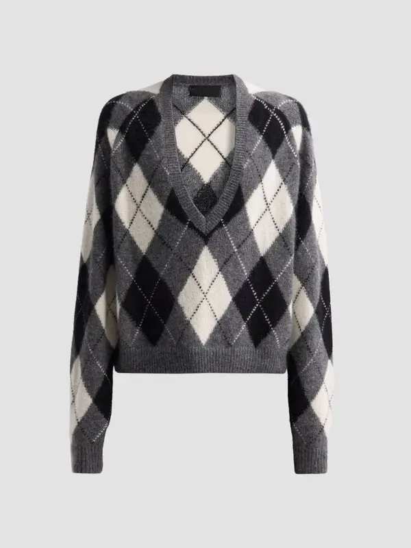 NILI LOTAN Feron Argyle Cashmere-silk Sweater