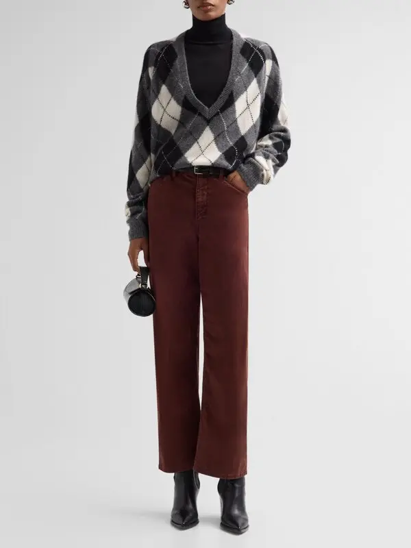 NILI LOTAN Feron Argyle Cashmere-silk Sweater