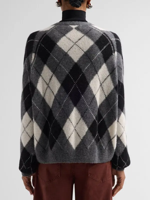 NILI LOTAN Feron Argyle Cashmere-silk Sweater