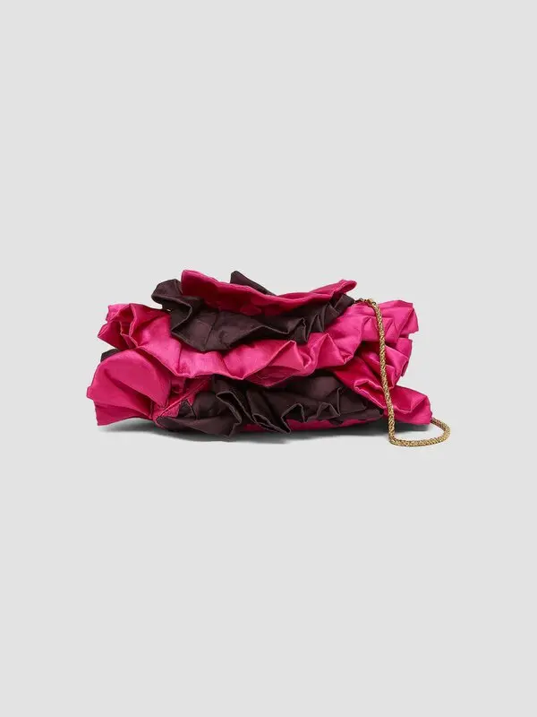 Dries Van Noten Small Ruffled Satin Clutch