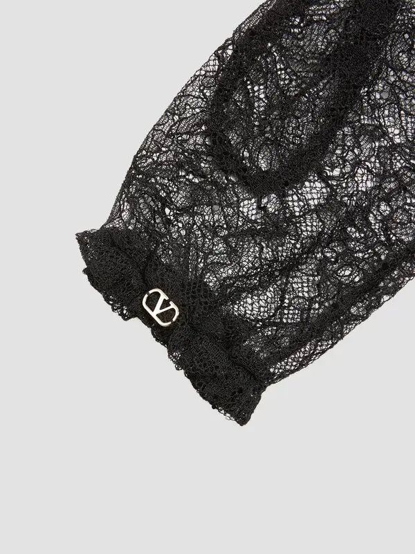 Valentino Garavani Vlogo Signature Lace Gloves - Black Gold