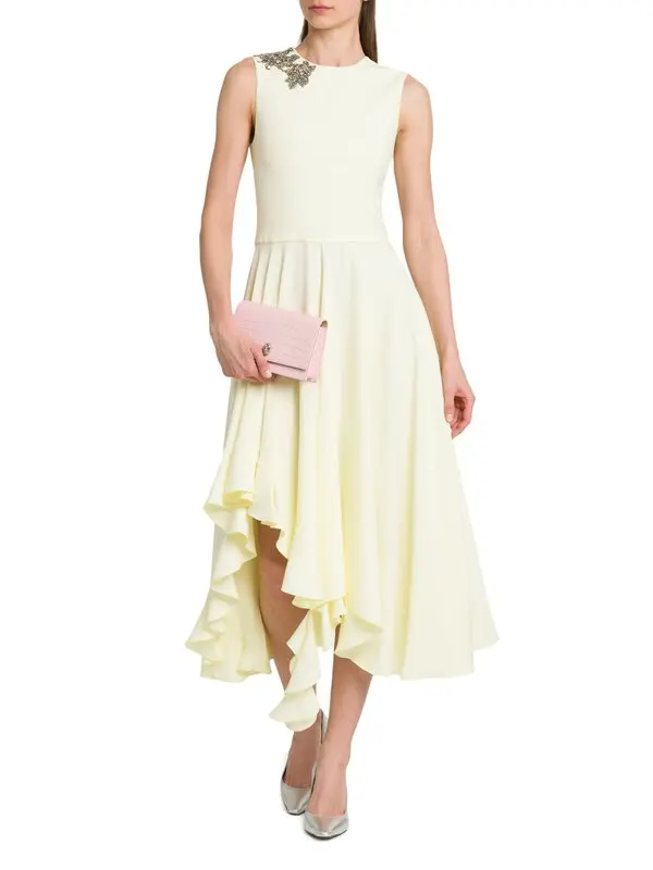 Alexander McQueen Day Shoulder-embellished Asymmetric Midi-dress