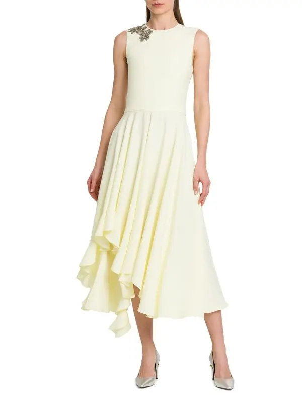 Alexander McQueen Day Shoulder-embellished Asymmetric Midi-dress