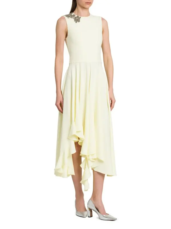 Alexander McQueen Day Shoulder-embellished Asymmetric Midi-dress