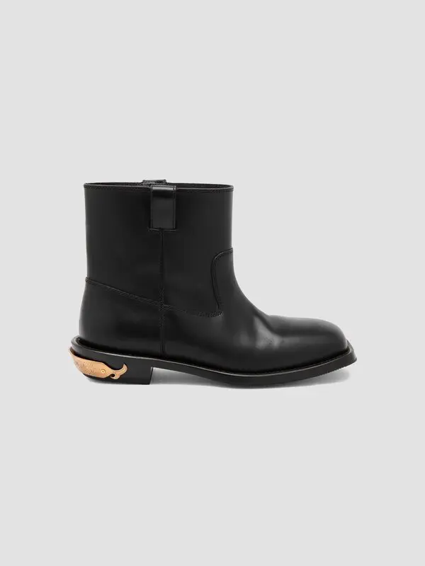 Moschino Leather Logo Spur Ankle Boots