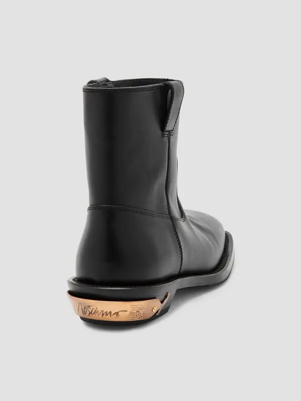 Moschino Leather Logo Spur Ankle Boots
