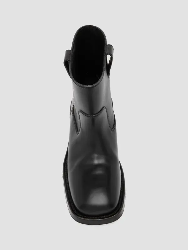 Moschino Leather Logo Spur Ankle Boots