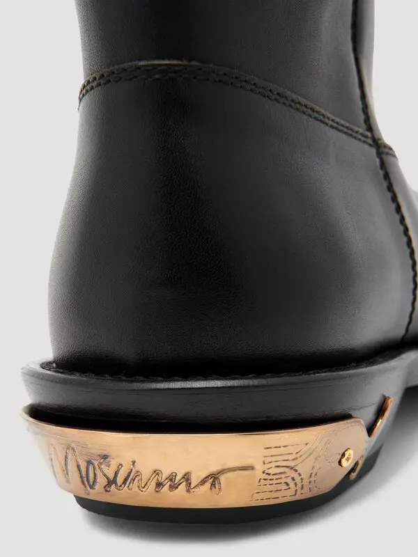 Moschino Leather Logo Spur Ankle Boots