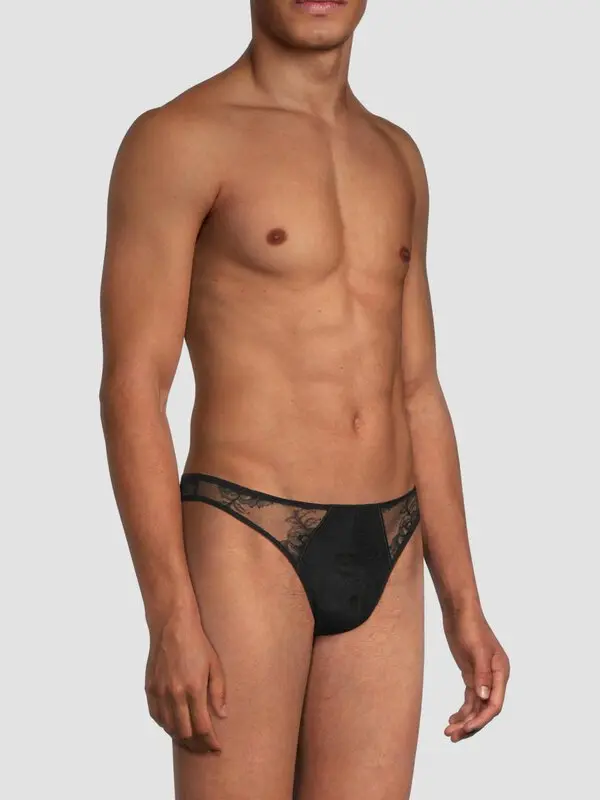 FLEUR DU MAL Bouquet Sheer Floral Lace Thong