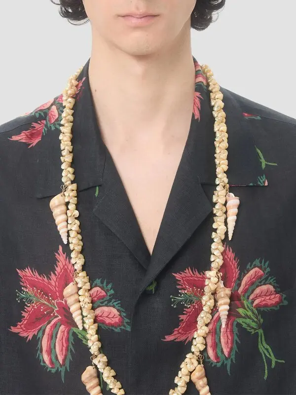 Valentino Garavani Linen Bowling Shirt With Papier Floral Print