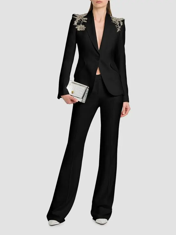 Alexander McQueen Shoulder-embellished Peak Lapel Jacket