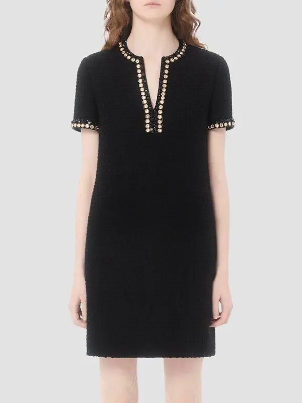 Valentino Garavani Embroidered Canestrello Tweed Short Dress