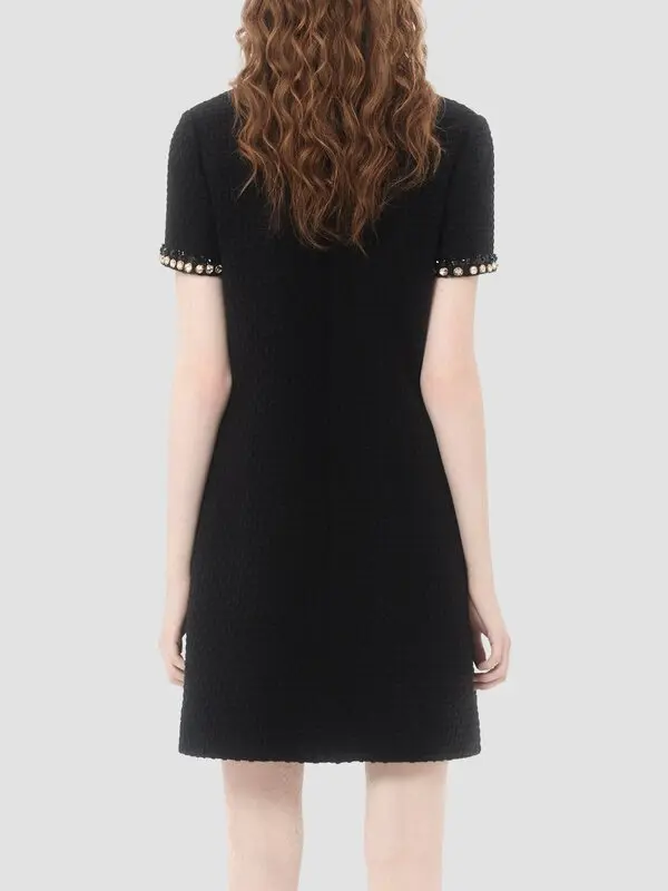 Valentino Garavani Embroidered Canestrello Tweed Short Dress