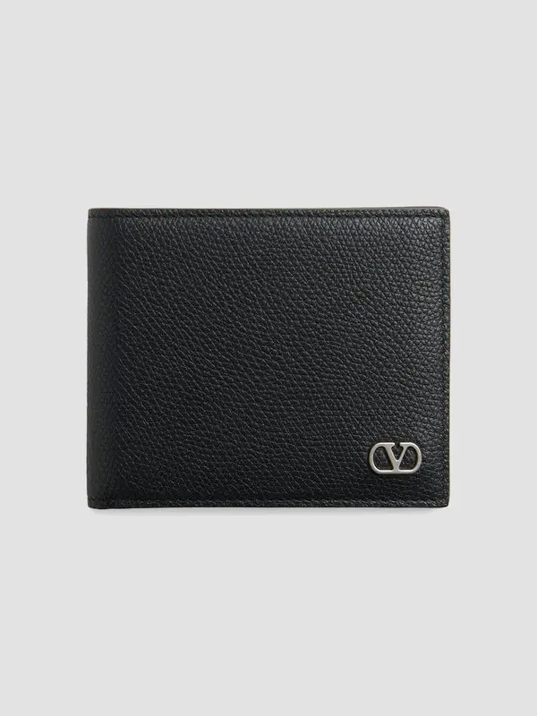 Valentino Garavani Vlogo Signature Grainy Calfskin Wallet - Black