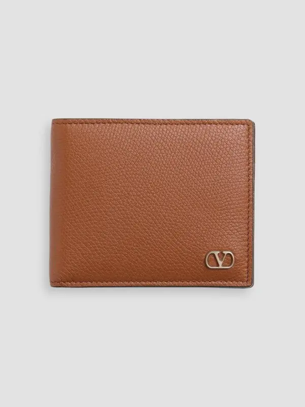 Valentino Garavani Vlogo Signature Grainy Calfskin Wallet - Saddle Brown