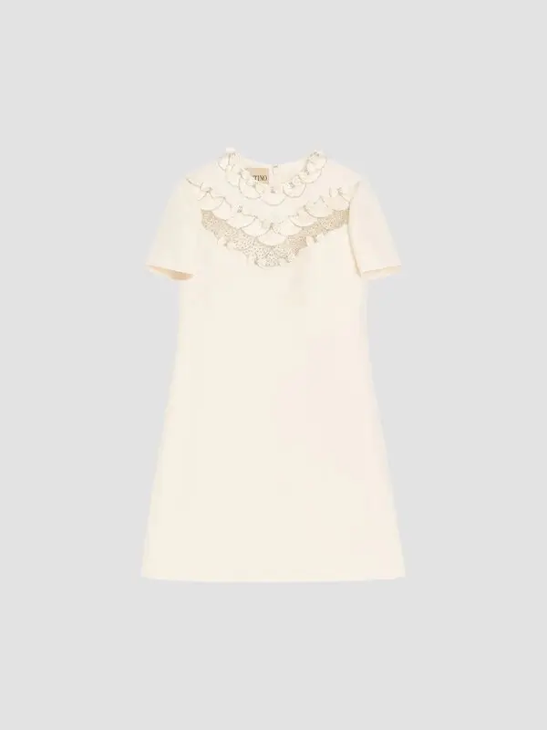 Valentino Garavani Embroidered Crepe Couture Short Dress - Ivory