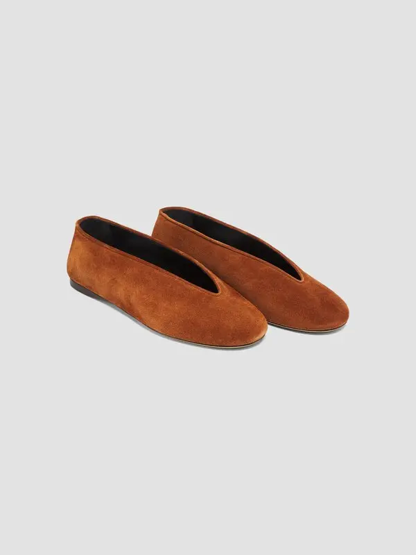 Moschino Corsage Suede Ballet Flats - Rust