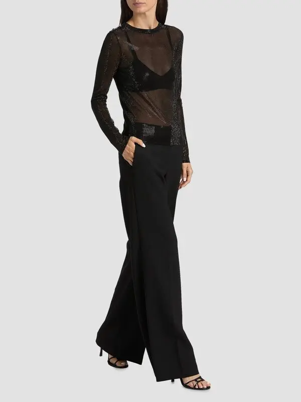 Michael Kors Gem Fitted Long Crewneck Top