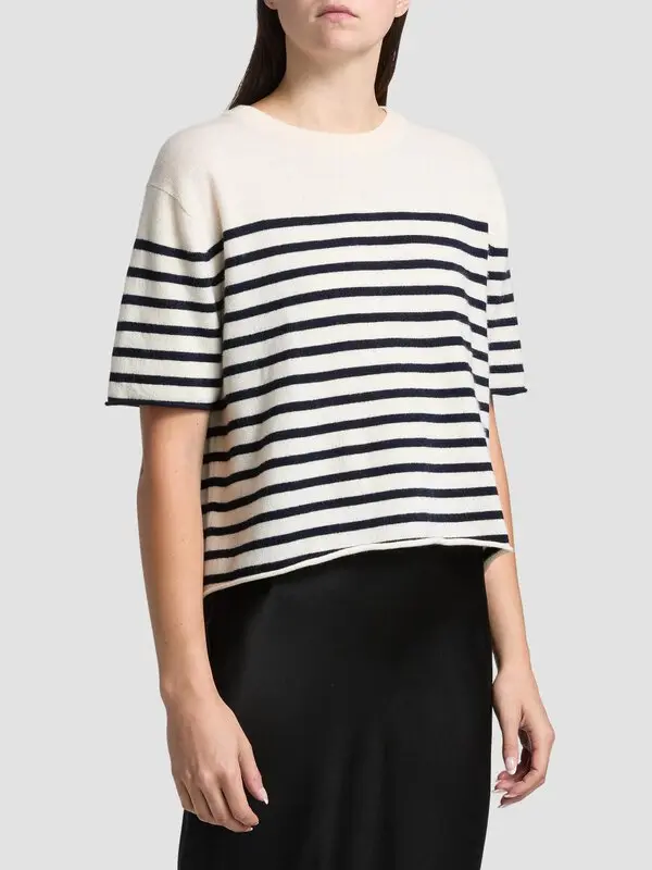 LISA YANG Cila Striped Cashmere Relaxed-fit T-shirt
