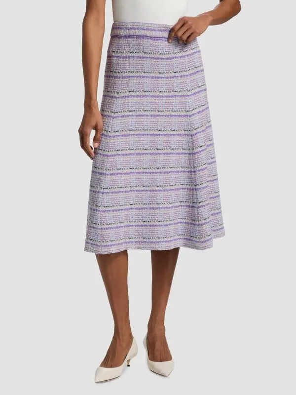 Misook Striped Tweed Knit Midi-skirt
