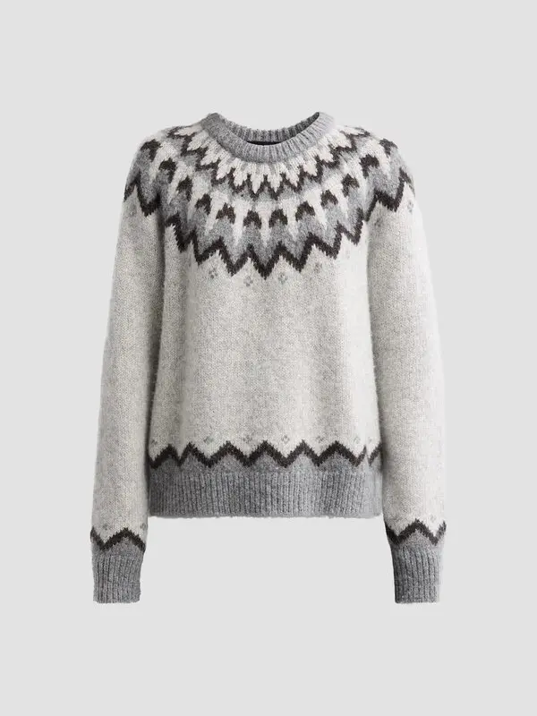 NILI LOTAN Alan Fair Isle Alpaca-wool Blend Sweater - Light Grey