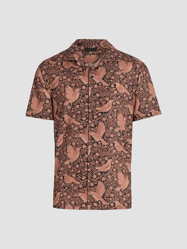 SAKS FIFTH AVENUE Collection Bird-print Cotton Camp Shirt - Tan