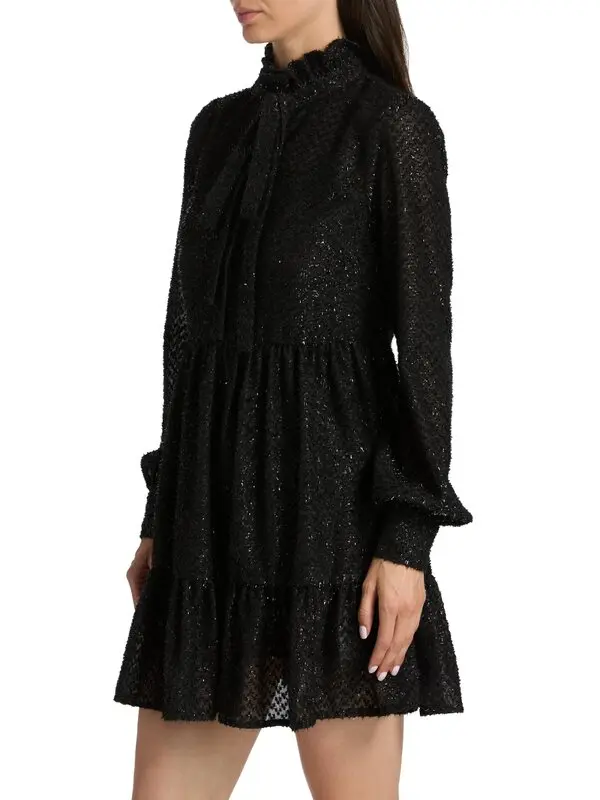 Michael Kors Tie-neck Long-sleeve Minidress