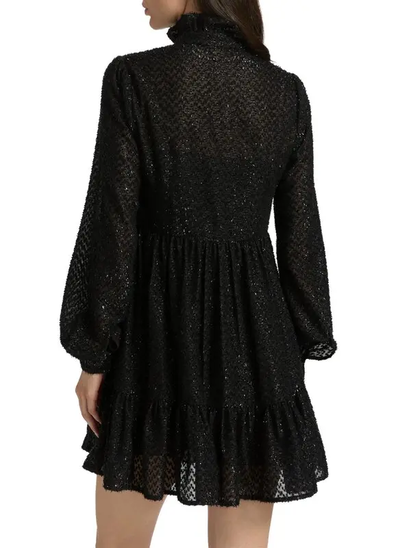 Michael Kors Tie-neck Long-sleeve Minidress