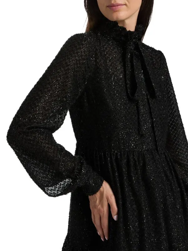 Michael Kors Tie-neck Long-sleeve Minidress