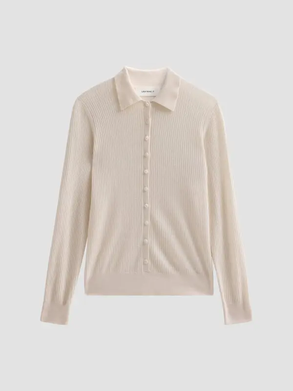 LISA YANG Agata Cashmere Cardigan Shirt - Ivory