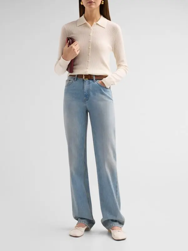 LISA YANG Agata Cashmere Cardigan Shirt - Ivory