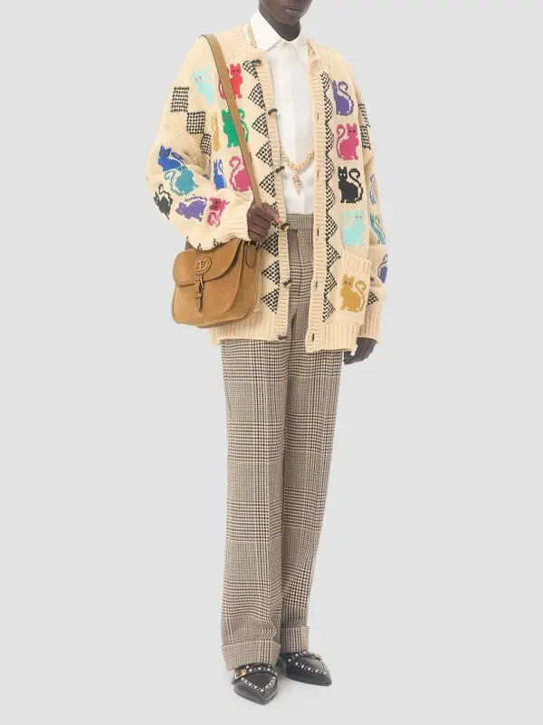 Valentino Garavani Wool Cardigan With Le Chat De La Maison Jacquard Pattern