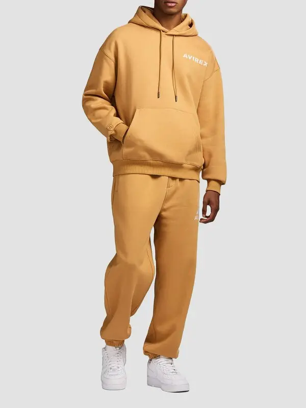 AVIREX Core Stacked Logo Hoodie - Wheat