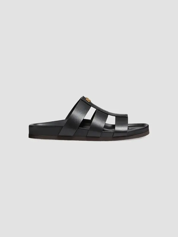 Valentino Garavani Studshield Slide Sandals In Calfskin