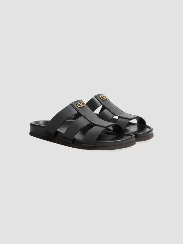 Valentino Garavani Studshield Slide Sandals In Calfskin