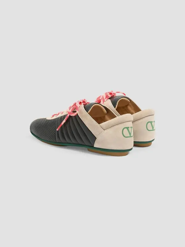 Valentino Garavani Strikie Sneakers In Perforated Nappa And Suede - Black