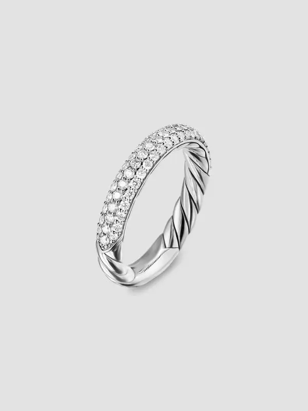 David Yurman Dy Mercer Pavé Band Ring In Sterling